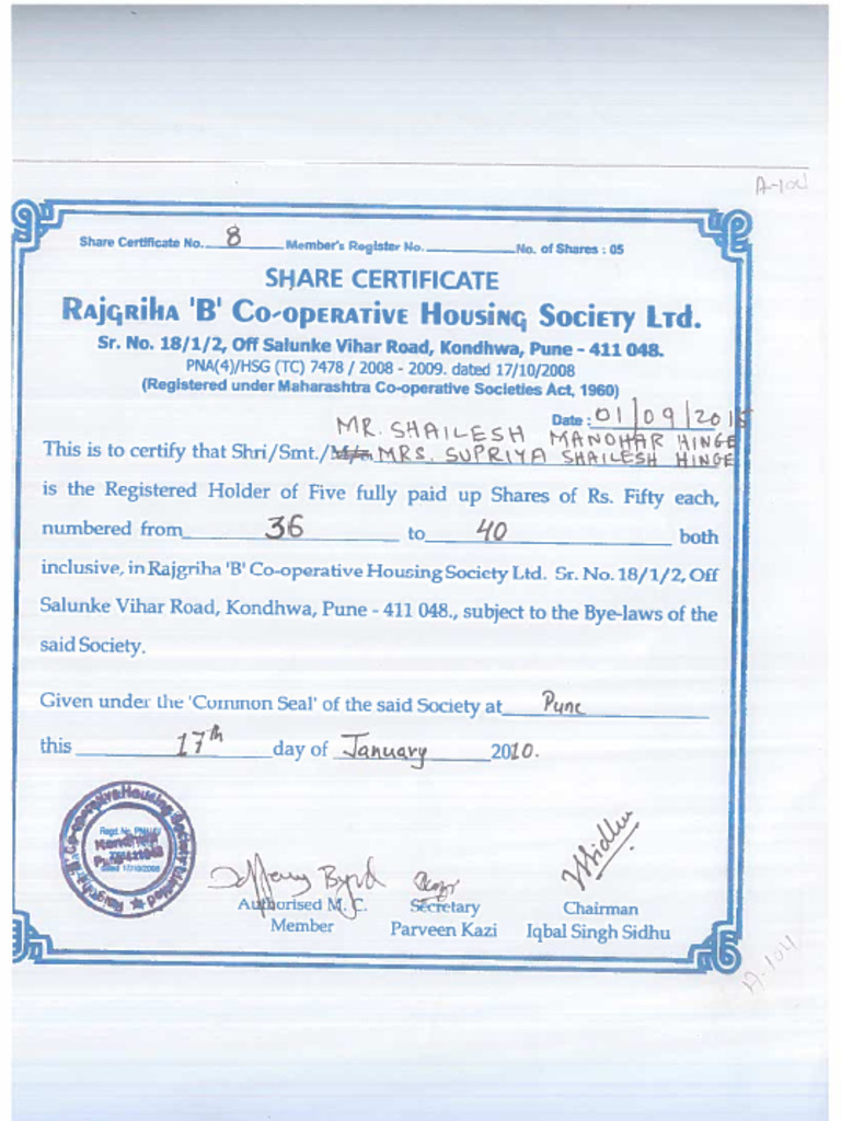 Share Certificate | PDF