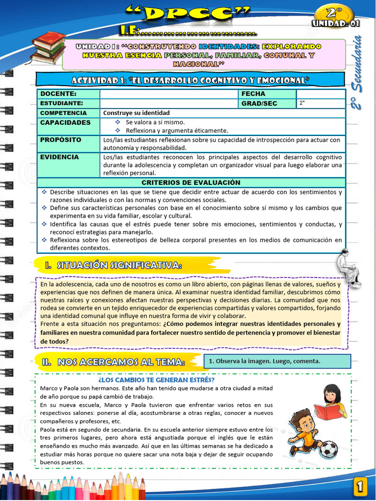 2° DPCC -ACTV.01-UNID.1 2024 | PDF | Pensamiento | Adultos