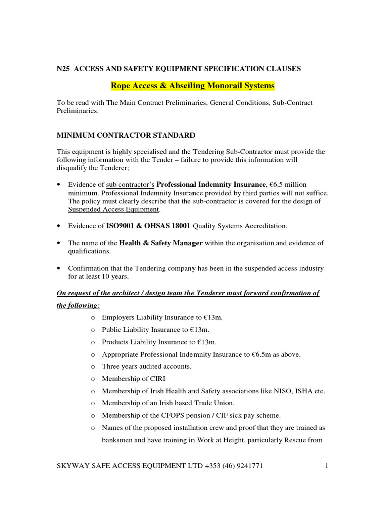 Rope Access & Abseiling Monorail Systems | PDF