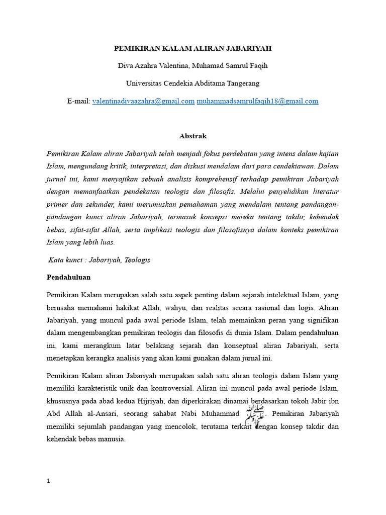 Kel 5. Aliran Jabariyah | PDF | Ilmu Sosial | Filsafat