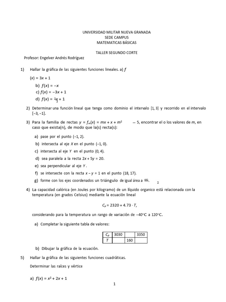 Taller 2 Matematicas Basicas | PDF | Matemáticas | Geometría