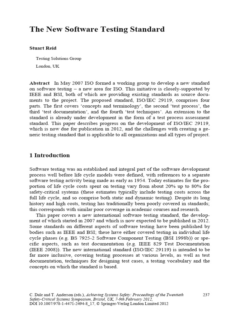 The New Software Testing Standard: Stuart Reid | PDF | Software Testing ...
