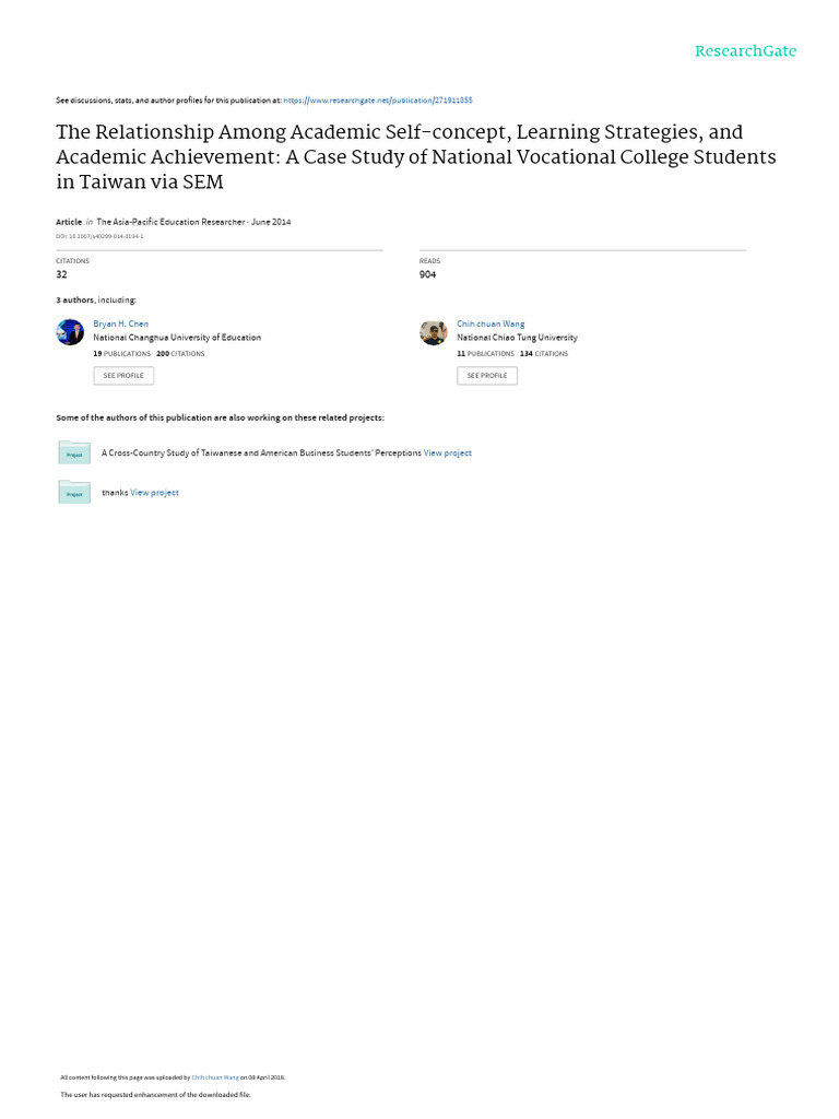 Academic Self-Concept and Achievement | PDF | Learning | Self Concept