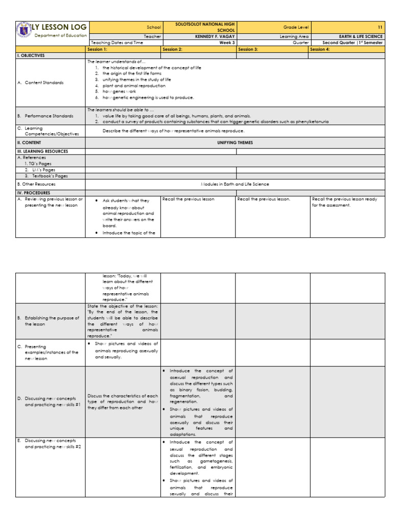 DLL Els Quarter 2 Week 3 | PDF | Reproduction | Behavioural Sciences