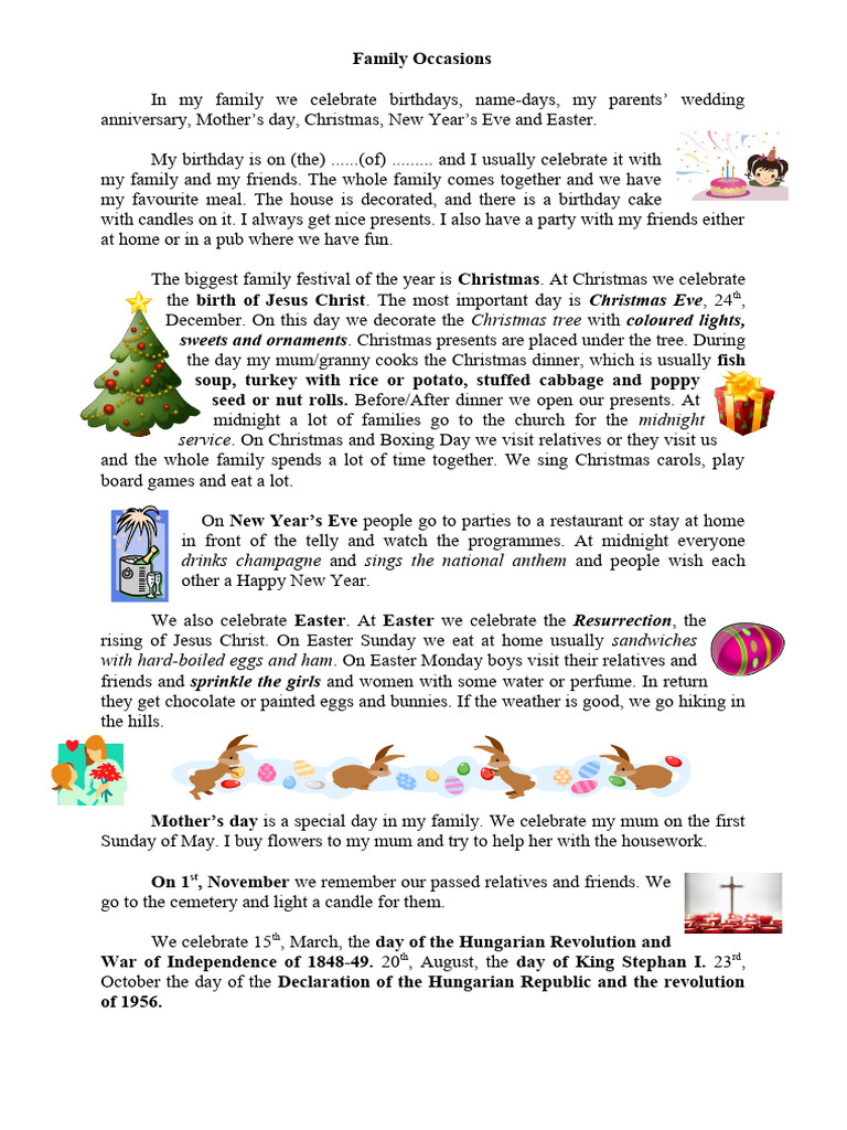 Celebrating Family Occasions | PDF | Christmas | Easter