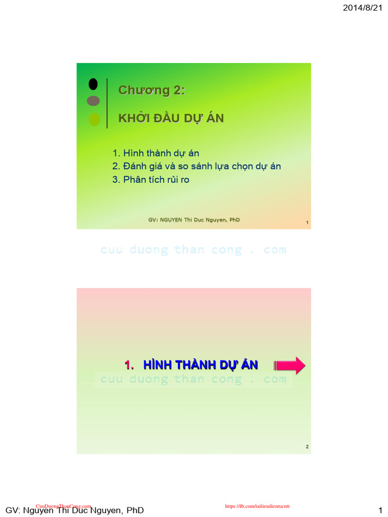 Quan Ly Du An - Nguyen Thi Duc Nguyen - 2014 Qlda - ch2 | PDF
