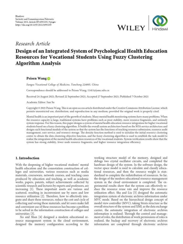 Design of An Integrated System of Psychological Health Education Resources For Vocational ...