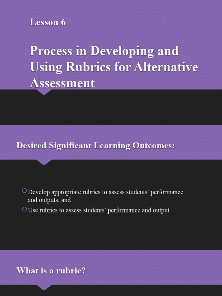 Process in Developing and Using Rubrics Fro Alternative Assessment ...