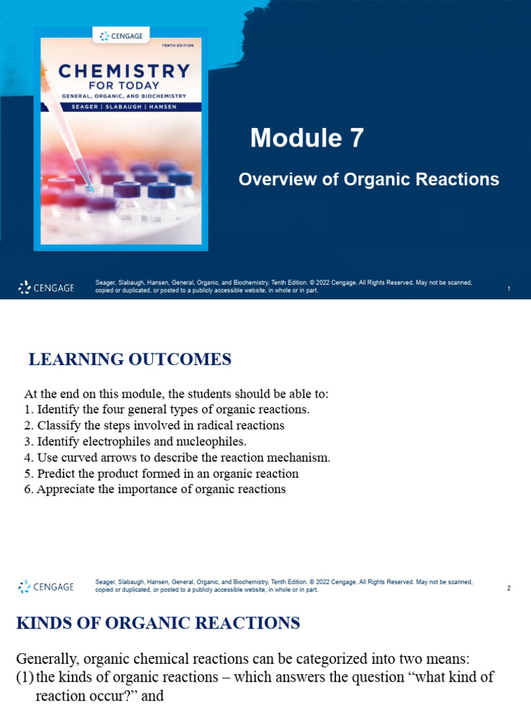 Module 7 Overview of Organic Reactions Rev 10192023 | PDF | Chemical ...