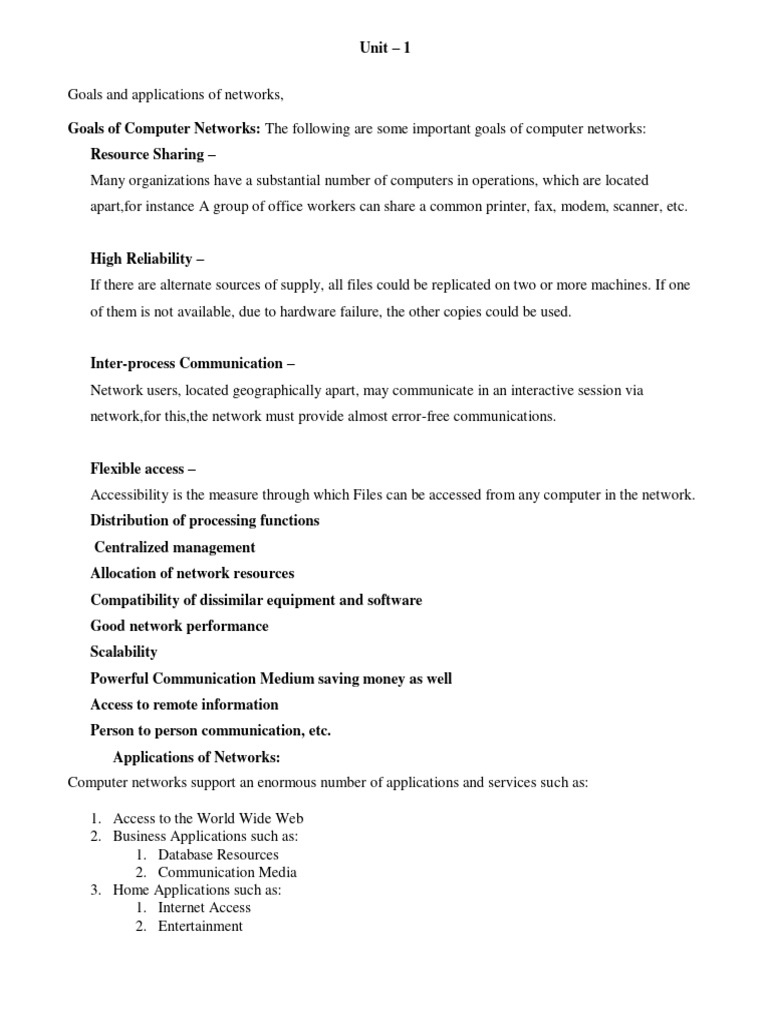 CN 3rd Year Unit 1notes by Master | PDF | Computer Network | Internet ...