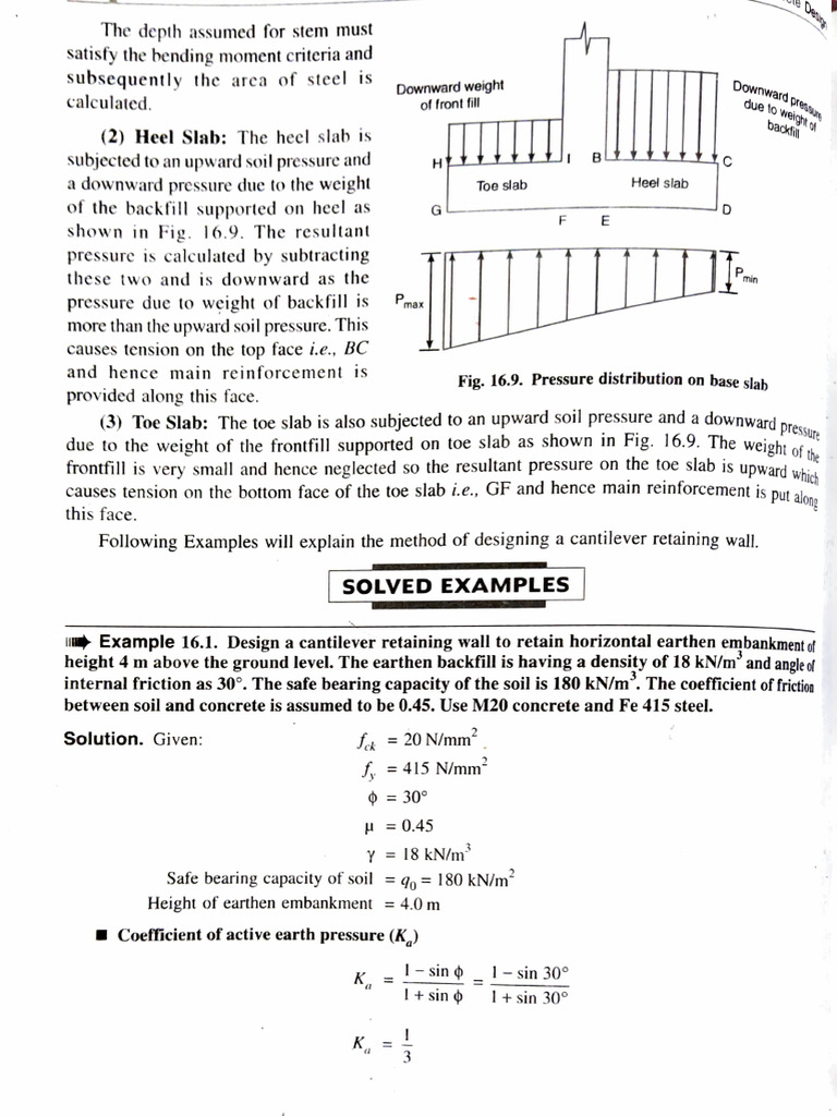 Design of Cantilever Retaining wall with RF Detail | PDF | Pressure ...