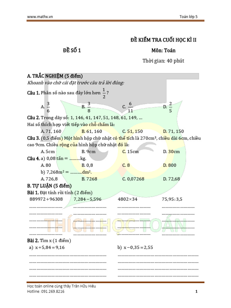 10 Đề Thi Tổng Hợp Học Kì 2-Dapan | PDF
