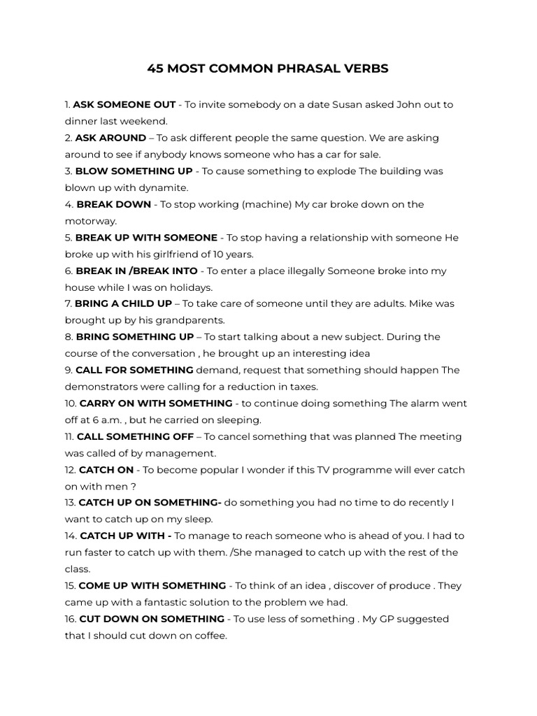 45 Most Common Phrasal Verbs | PDF