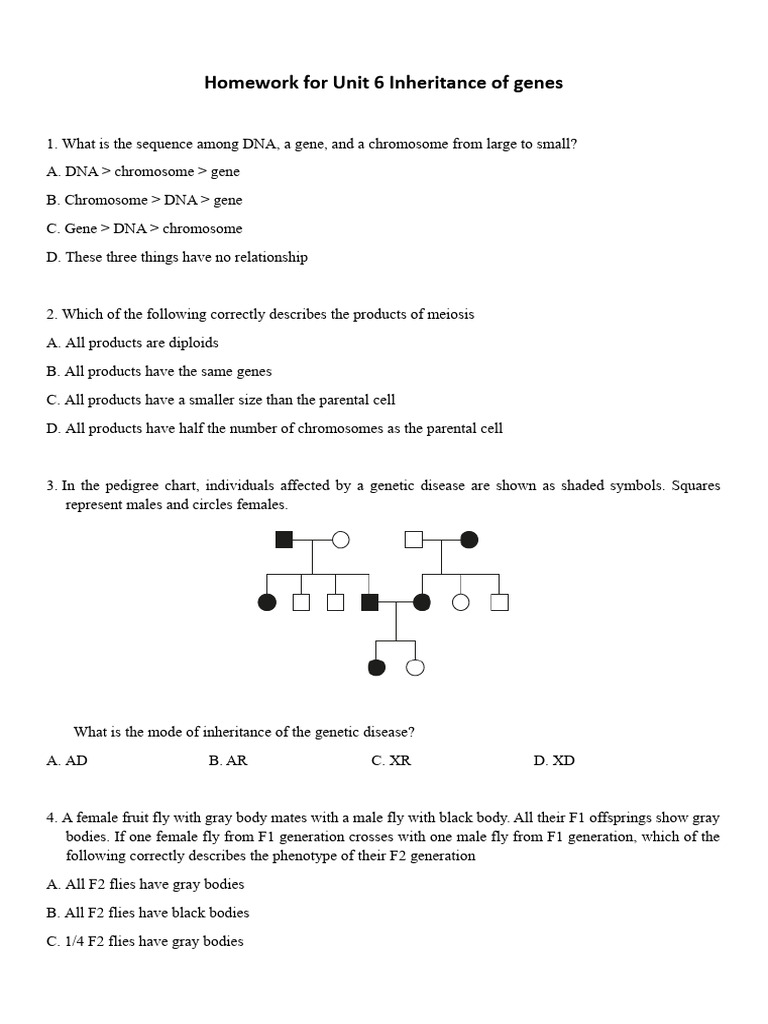 Homework For Unit 6 | PDF | Dominance (Genetics) | Genotype