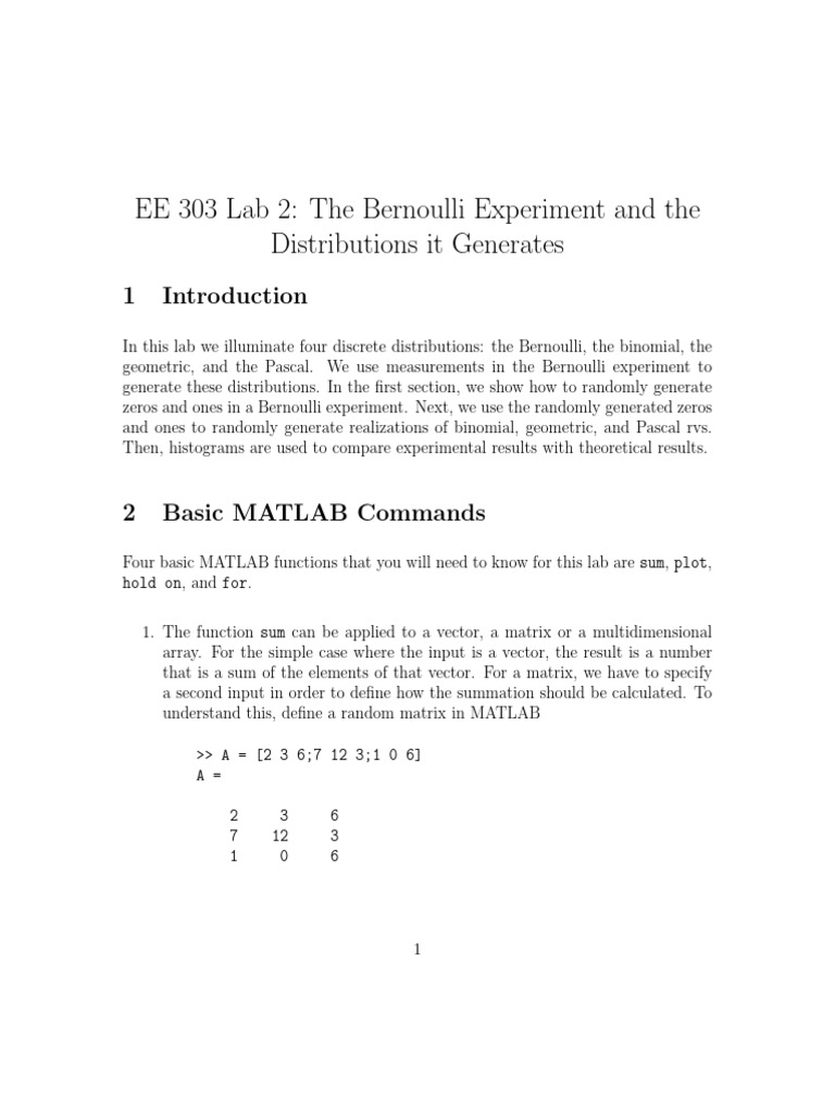 Bernoulli Experiment and Distributions | PDF | Summation | Probability ...