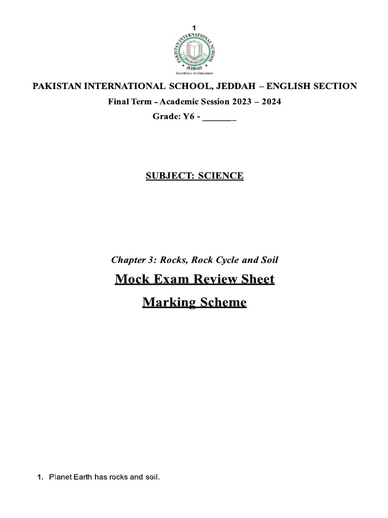 Chapter 3 - Mock Review - Answer Key | PDF