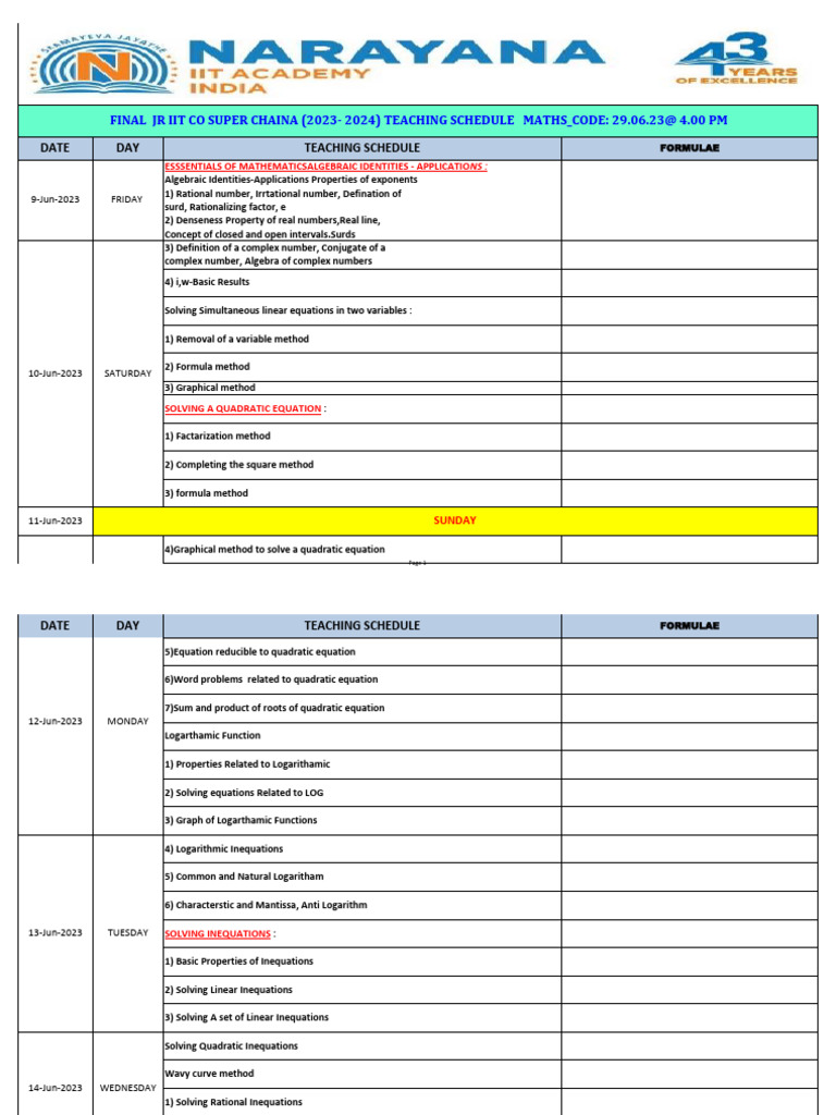 Final JR Iit Co Super Chaina-Micro Teaching Schedule - QP Allotment-2023-24 - (Code-02-07-2023 ...