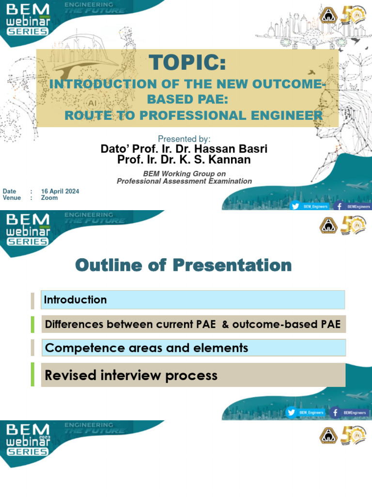 Introduction of The New Outcome Based PAE - Route To Professional ...