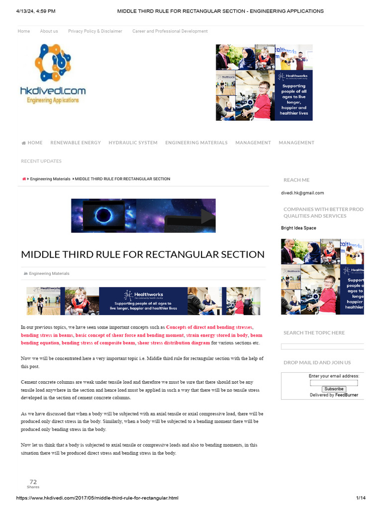 Middle Third Rule Explained | PDF | Bending | Stress (Mechanics)
