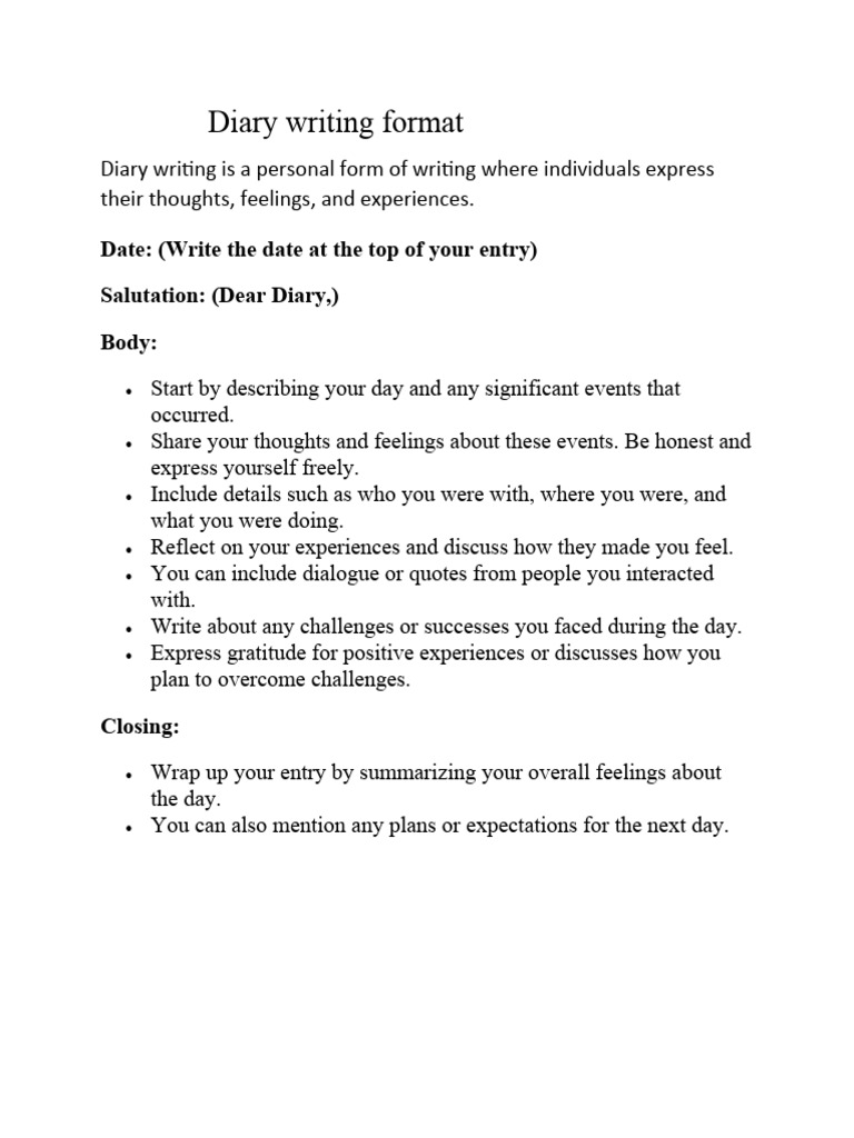 Diary Writing Format | Download Free PDF | Madam | Human Communication