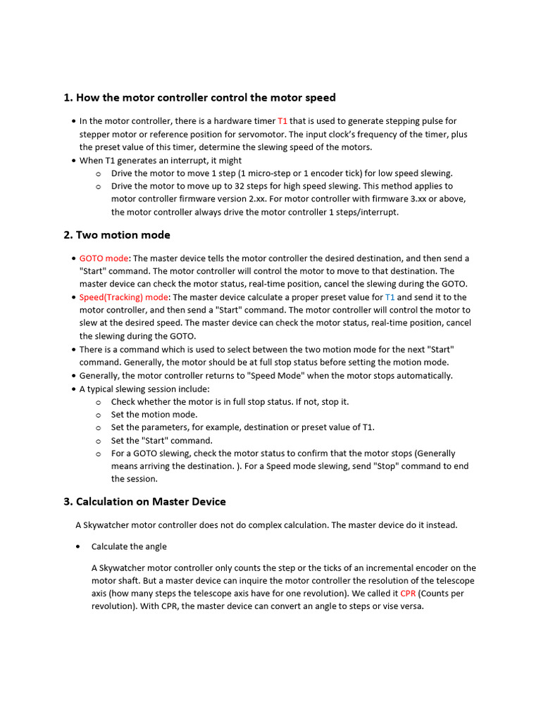 Skywatcher Motor Controller Command Set | PDF | Computer Hardware ...