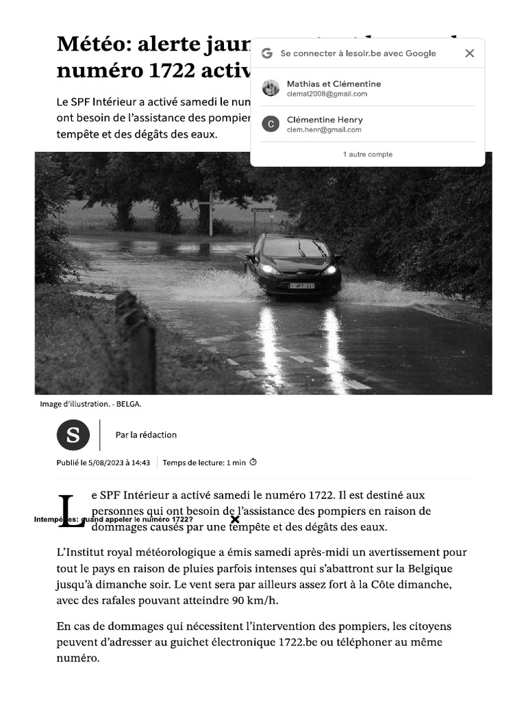 Alerte Jaune À Ronquières | PDF