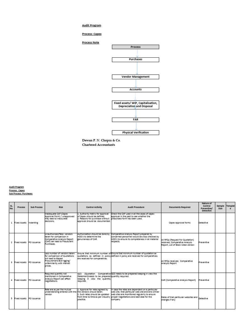 Capex Audit Program Overview | PDF | Verification And Validation | Audit