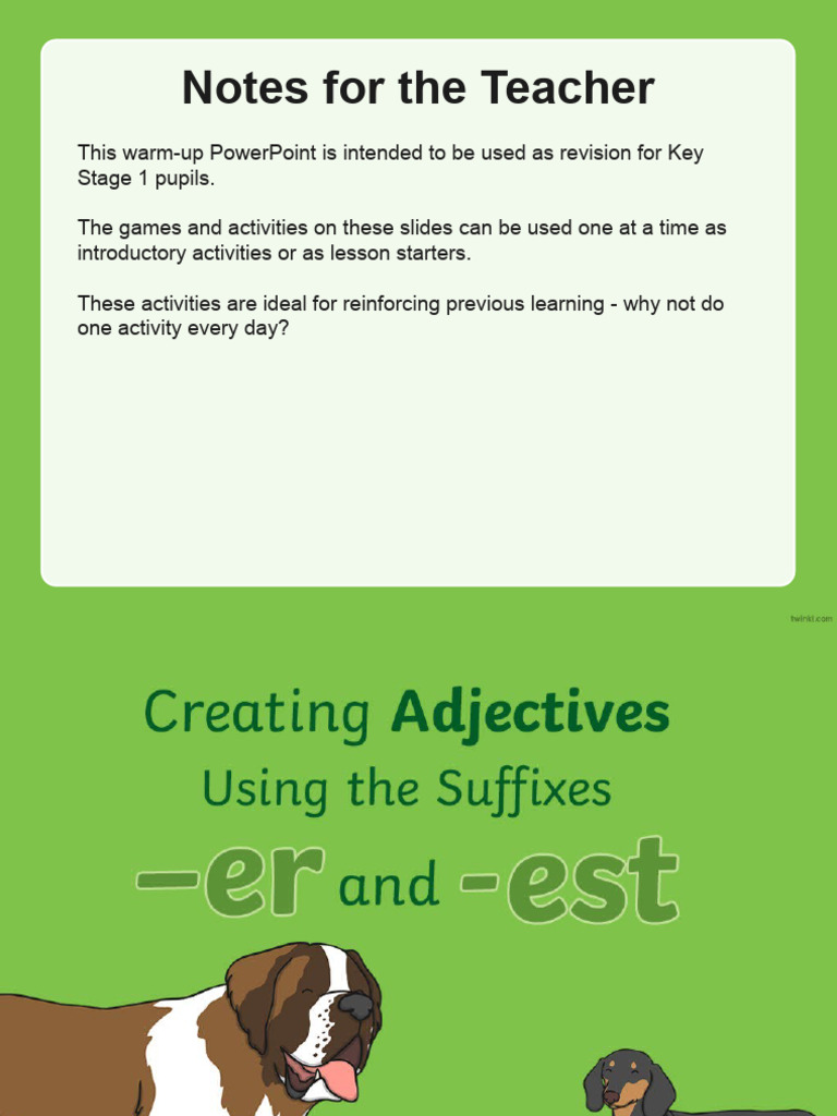 T L 53610 Year 2 Creating Adjectives Using The Suffixes Er and Est ...