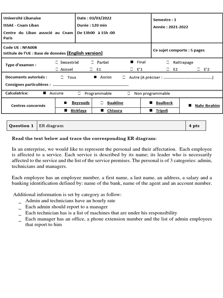 NFA008 Examen Final 2021-2022 VEng Session 1 | PDF | Computing | Software Design