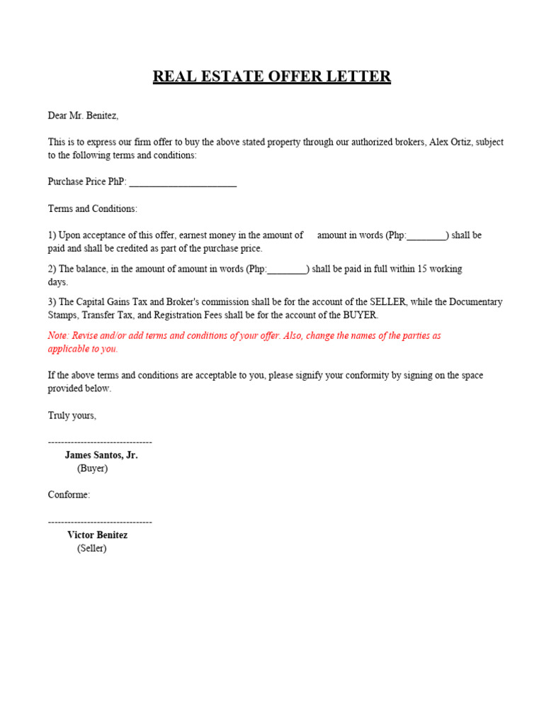 Real Estate Offer Letter-33yrrhn-08-22-02 | PDF | Law