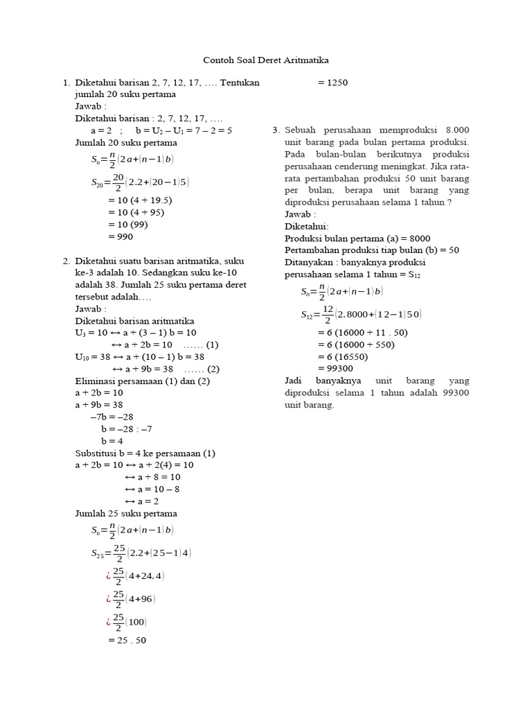 Contoh Soal Deret Aritmatika | PDF