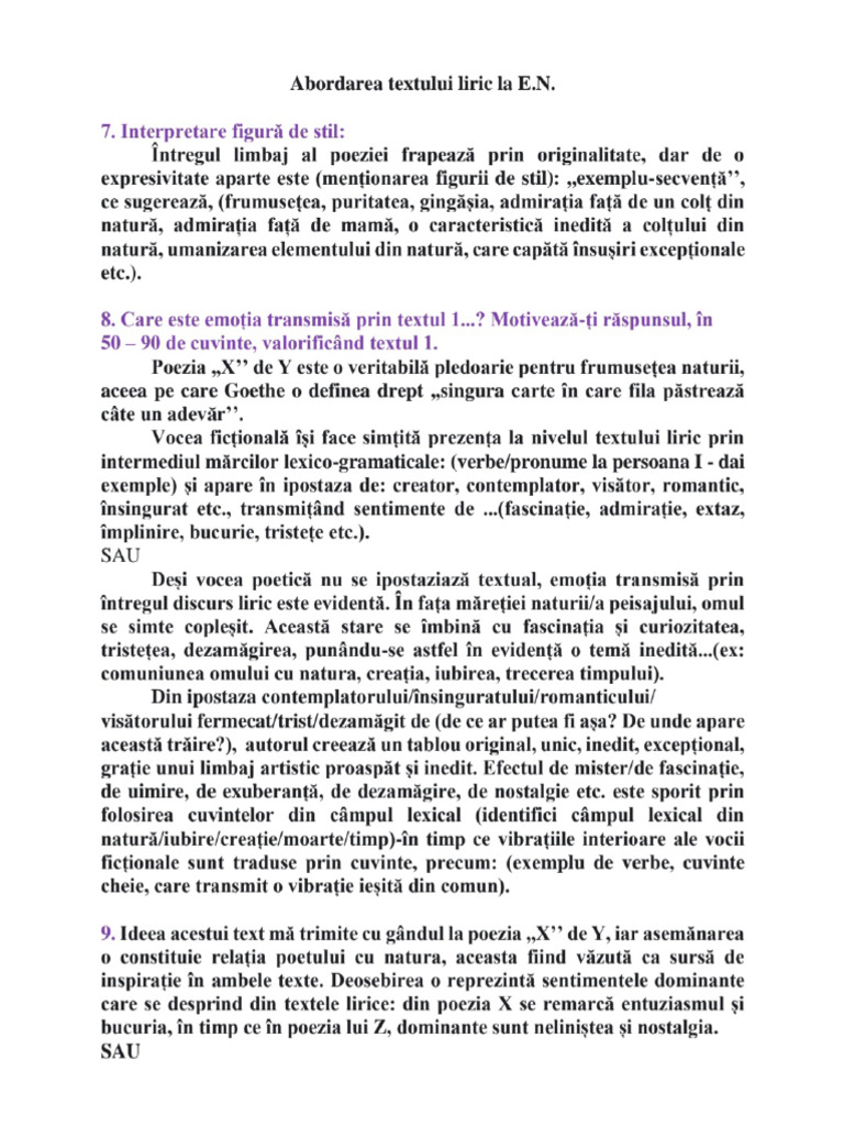 Abordarea Textului Liric | PDF