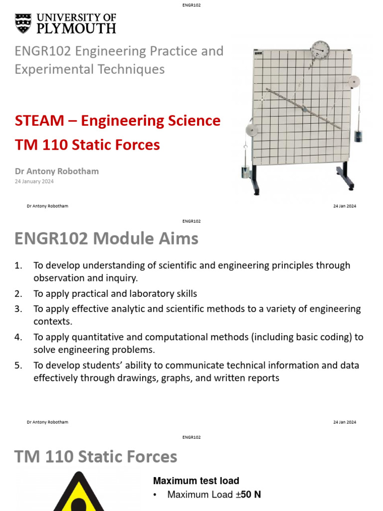 ENGR102 STEAM Eng Sci - Static Forces | Download Free PDF | Engineering ...