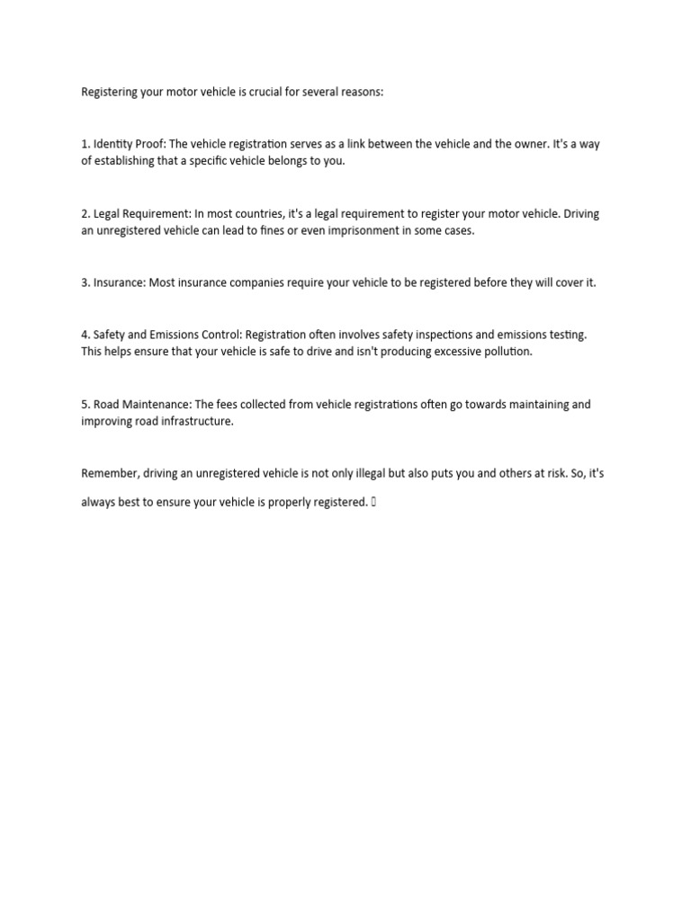 Importance of Car Registration | PDF | Finance & Money Management