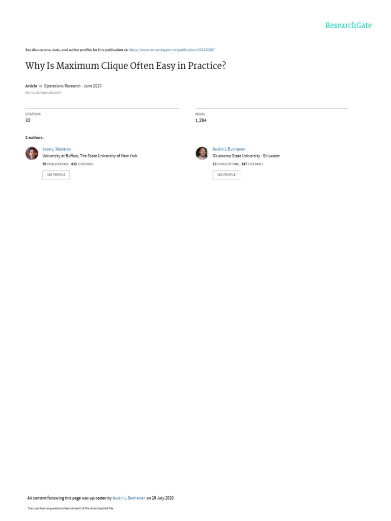 Why Is Maximum Clique Often Easy in Practice | PDF | Algorithms And Data Structures | Theory Of ...