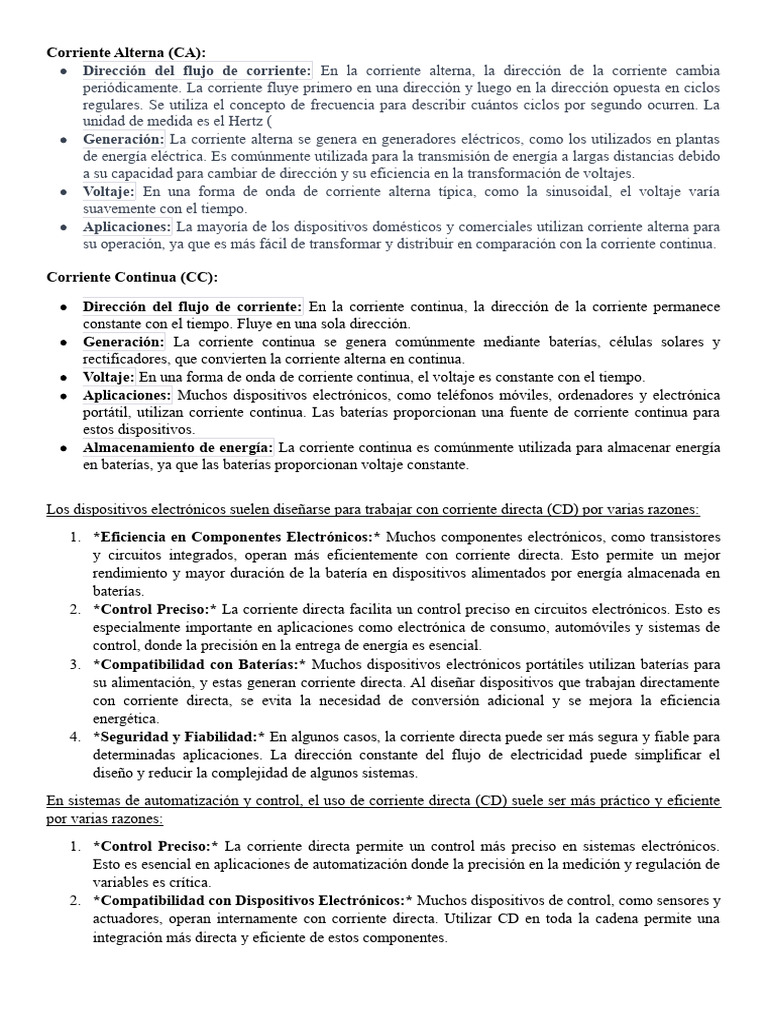 Corriente Alterna y Continua: Guía Completa | PDF | Rectificador ...