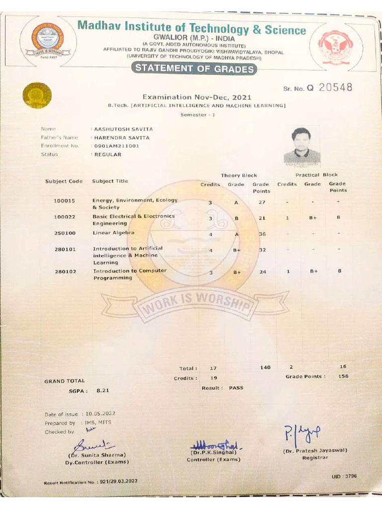 Marksheet Complete | PDF | Machine Learning | Cognitive Science