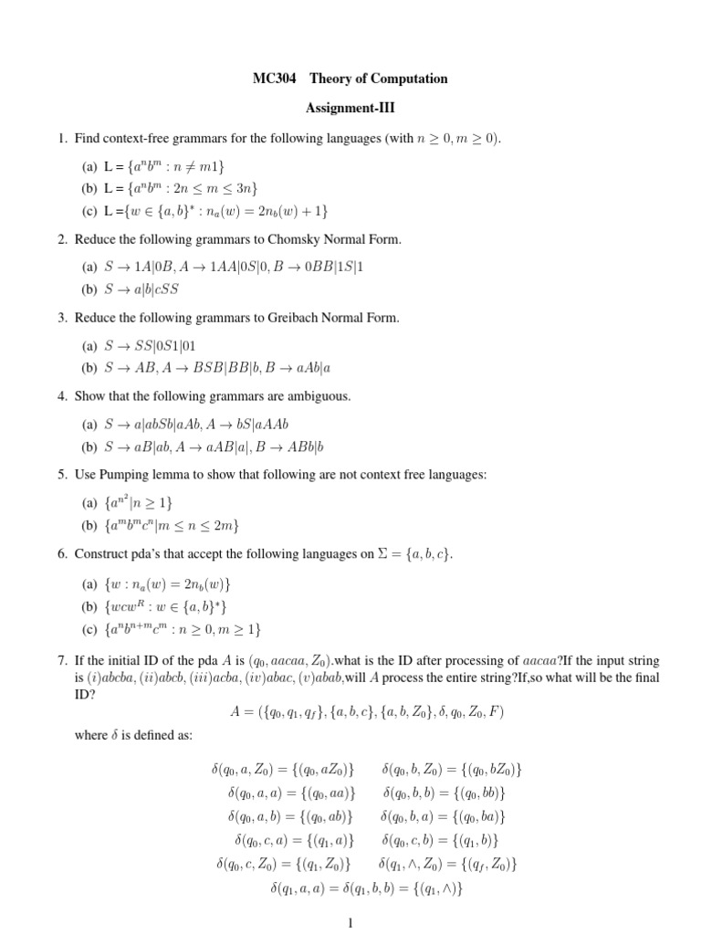 TOC Assignment 3 | Download Free PDF | Syntax | Mathematical Logic