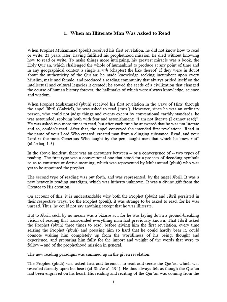 The Illiterate Prophet and Divine Reading | PDF | Quran | Islam