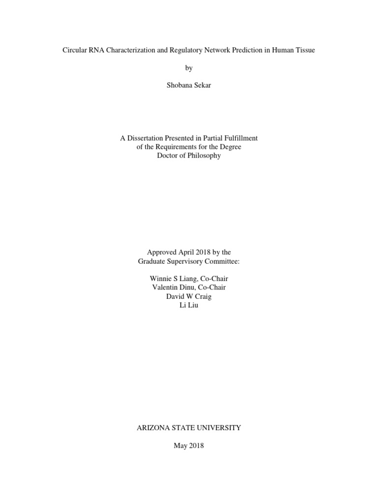 Thesis Circular RNA Characterization and Regulatory Network Prediction in Human Tissue | PDF ...