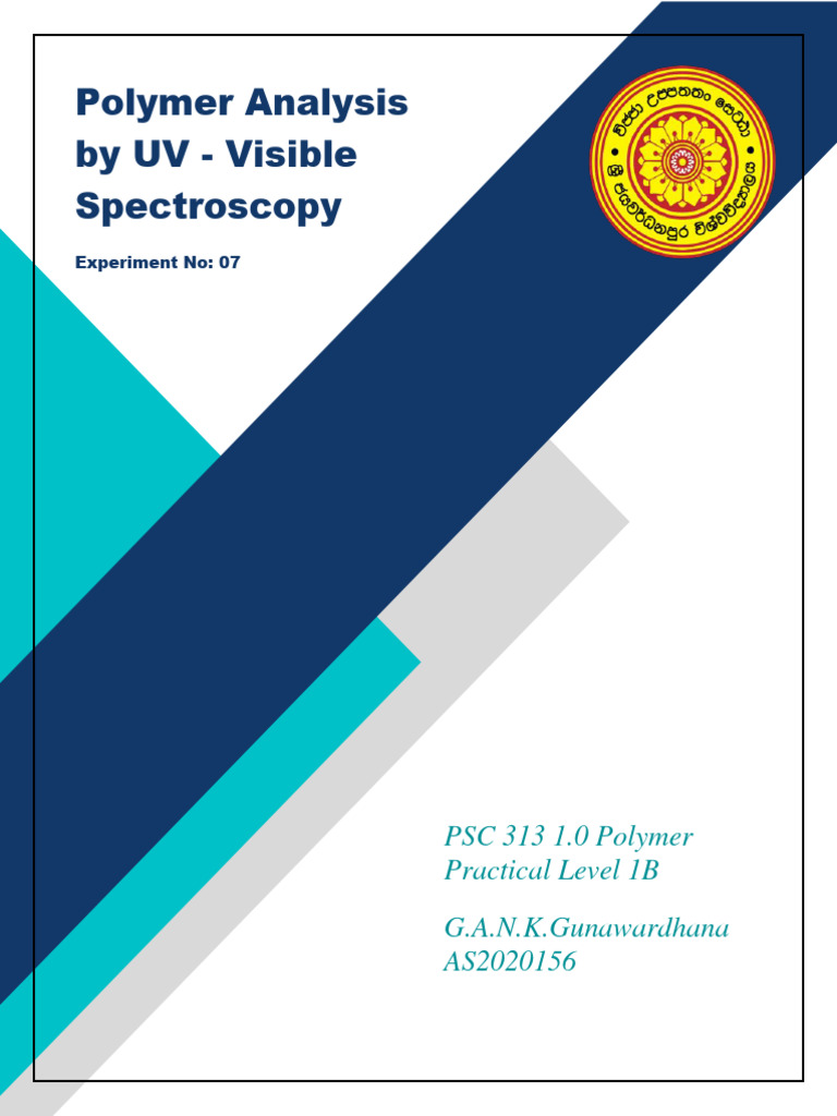 Polymer Analysis by UV | PDF | Ultraviolet–Visible Spectroscopy ...