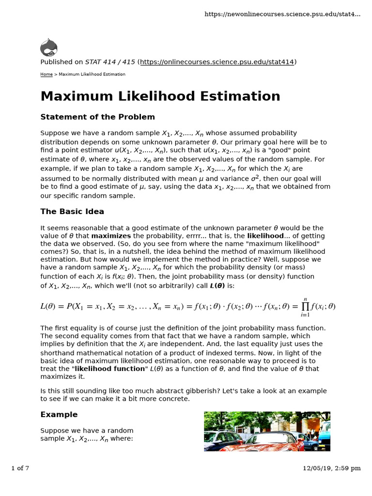 Maximum Likelihood Estimation | PDF | Estimation Theory | Estimator
