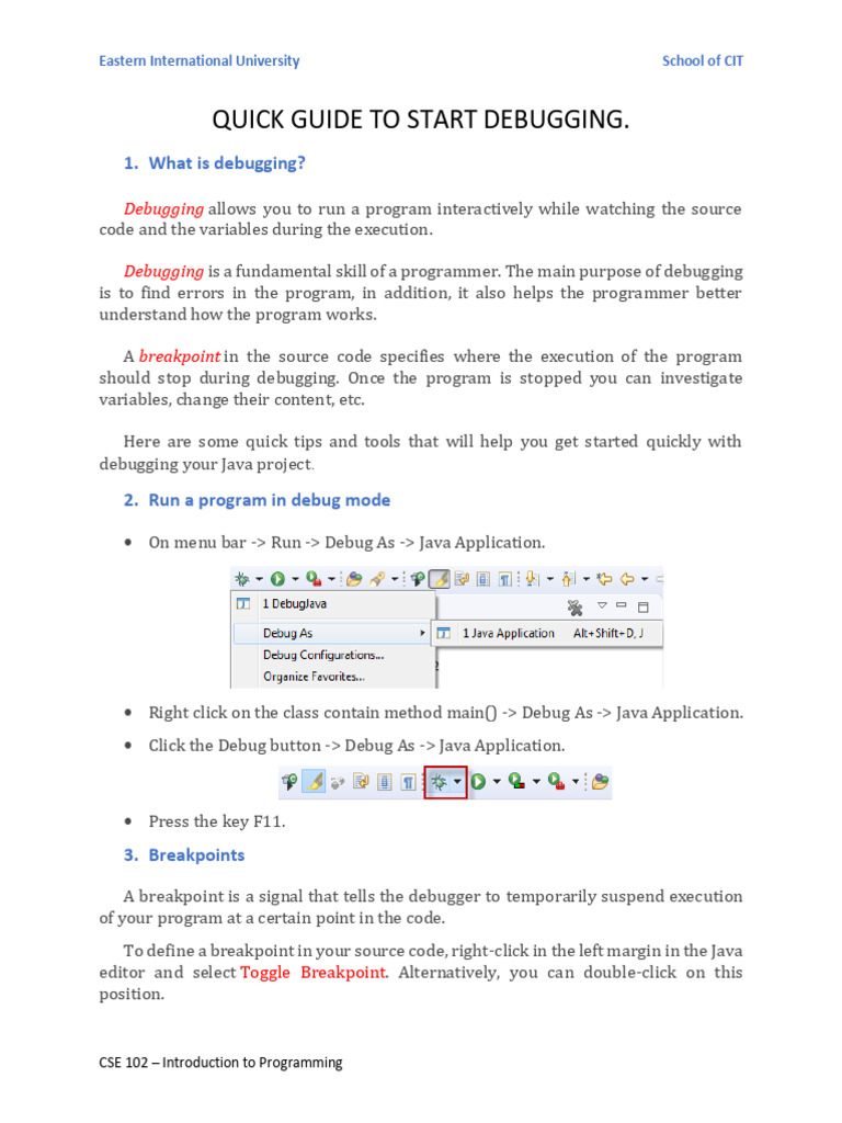 Java Debugging with Eclipse IDE | PDF | Debugging | Systems Engineering