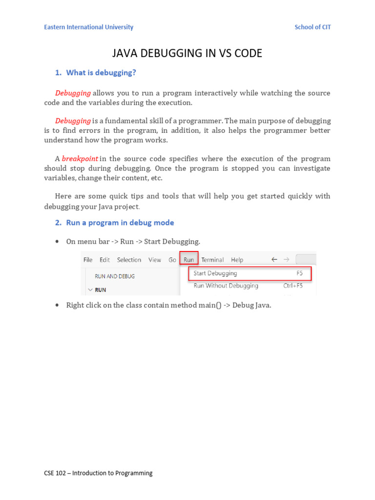 Java Debugging With Visual Studio Code | PDF | Debugging | Computer ... Java Debugging With Visual Studio Code | PDF | Debugging | Computer ...
