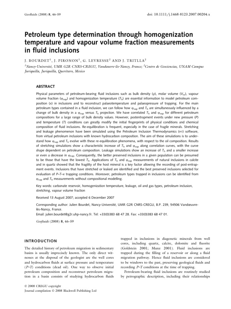 Bourdet - 2008 - Geofluids 8 | PDF | Petroleum | Density