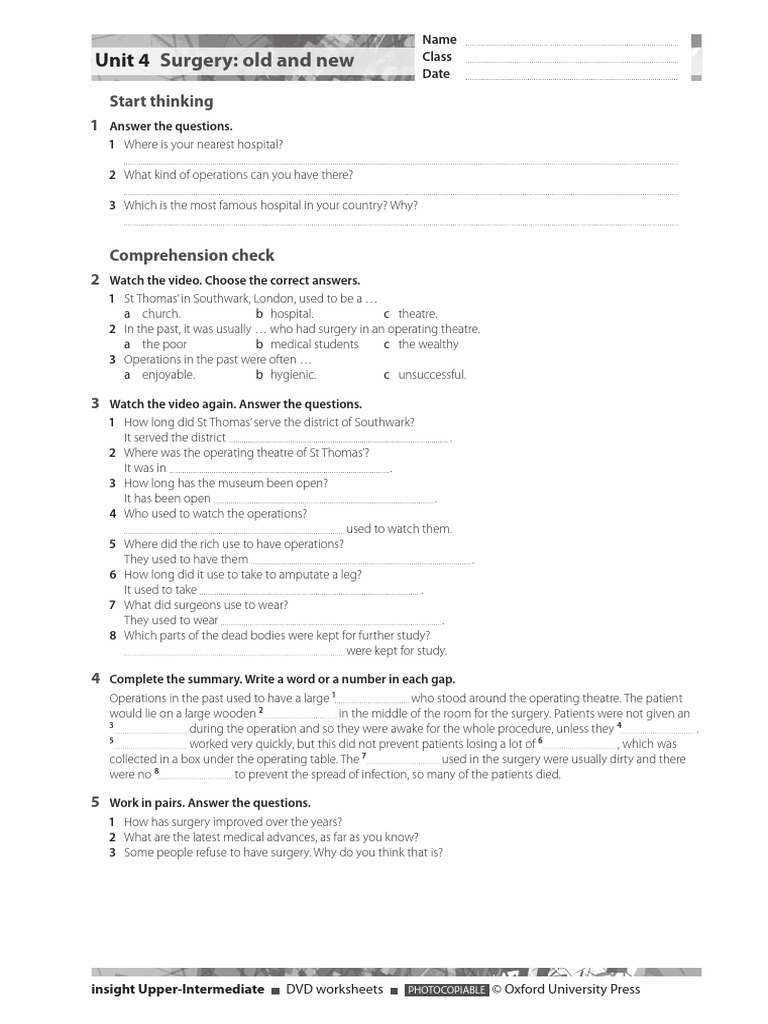 DVD Extra Unit 4. - 1 | PDF | Surgery | Operating Theater
