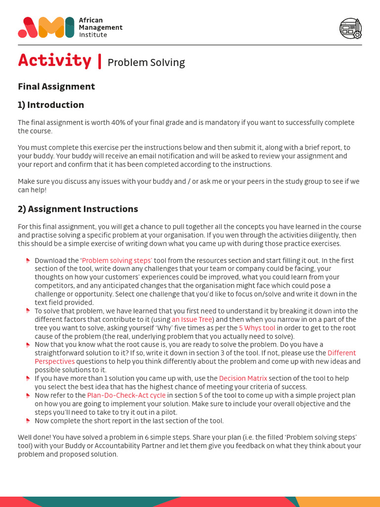 Activity - Problem Solving - Final Assignment - 89n | PDF | Human Communication | Cognition