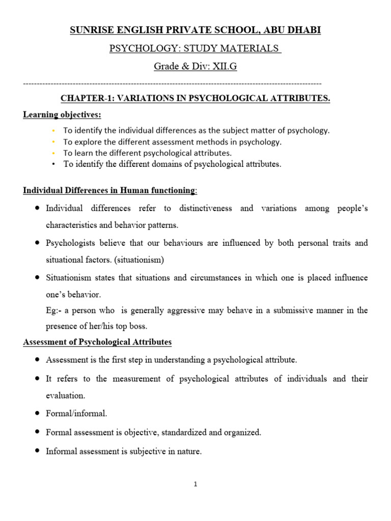 Chapter 1 | PDF | Intellectual Disability | Psychology