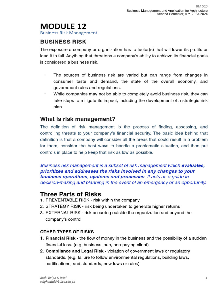 Business Risk Management Strategies | PDF | Risk | Risk Management