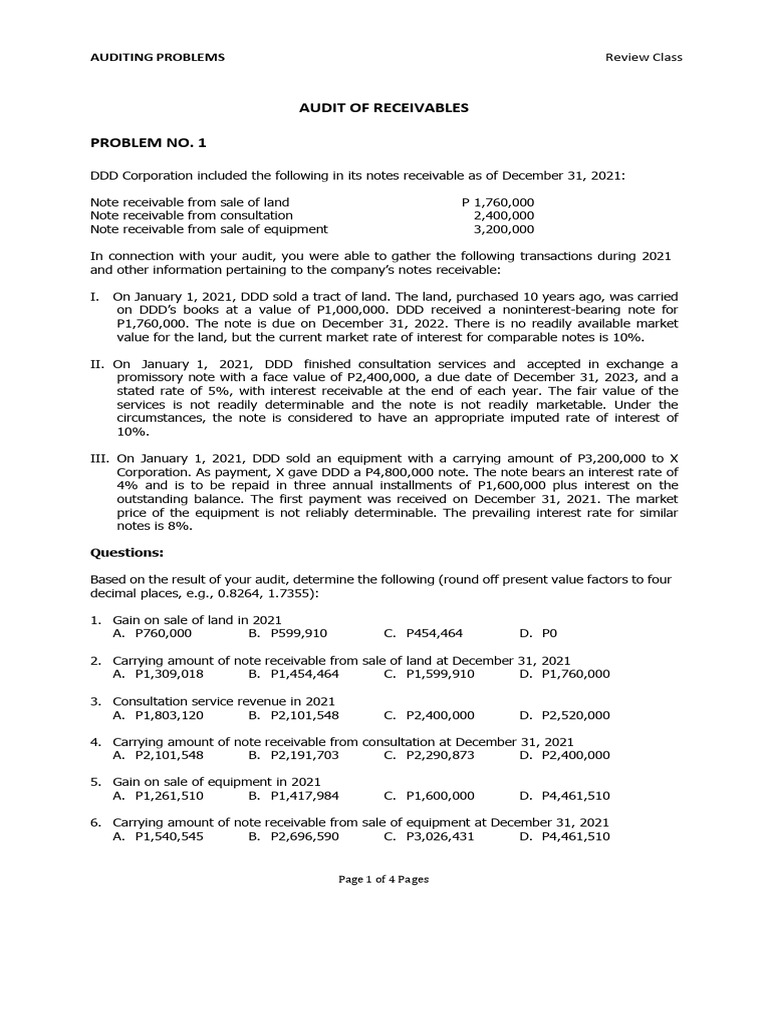 Audit Problem Receivables Part 2 | PDF | Interest | Banks